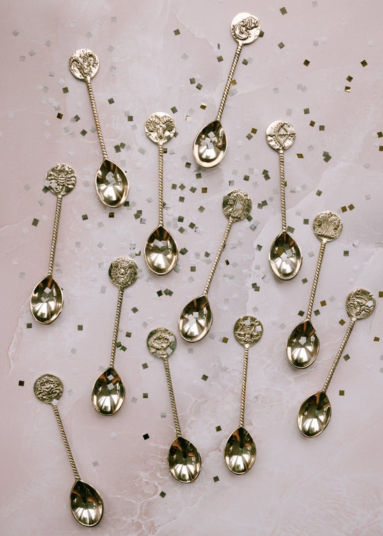 Zodiac Brass Dessert Spoons – The Wholesome Store